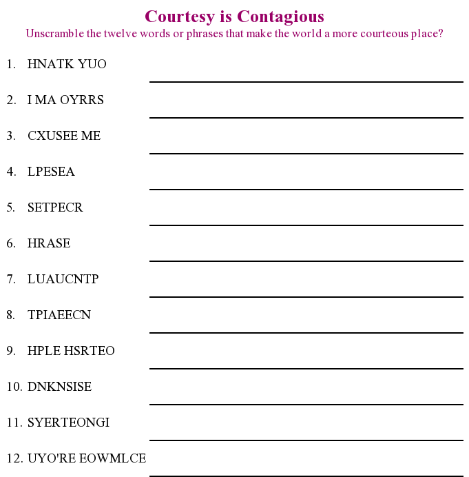 September 29 – It’s National Courtesy Month