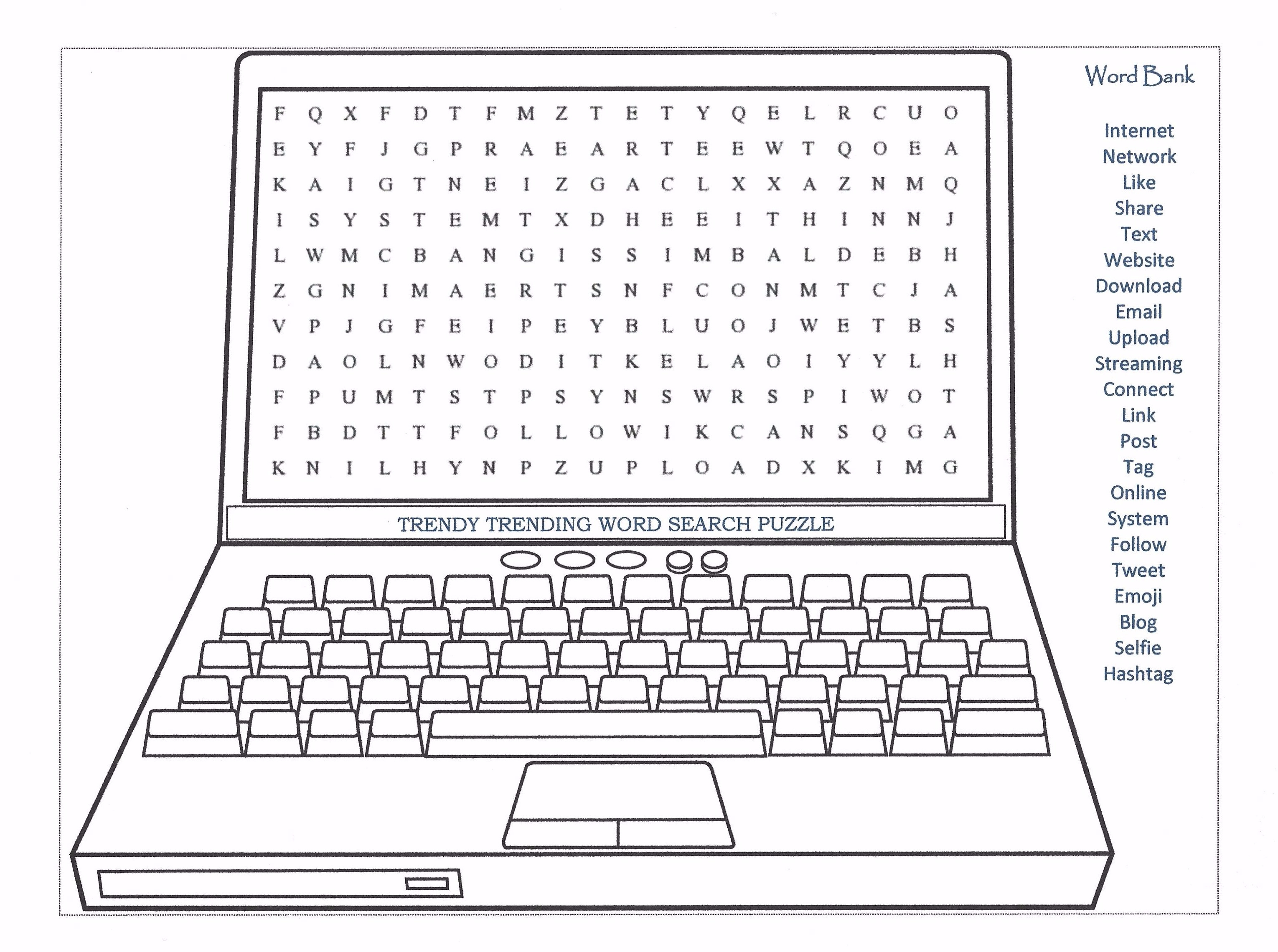 Computer Words Word Search Puzzle for Kids
