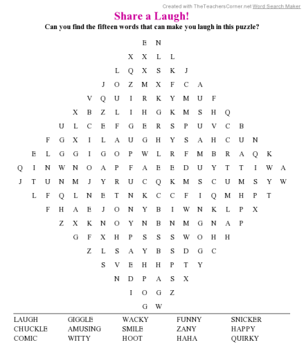 Share a Laugh Word Search for Kids