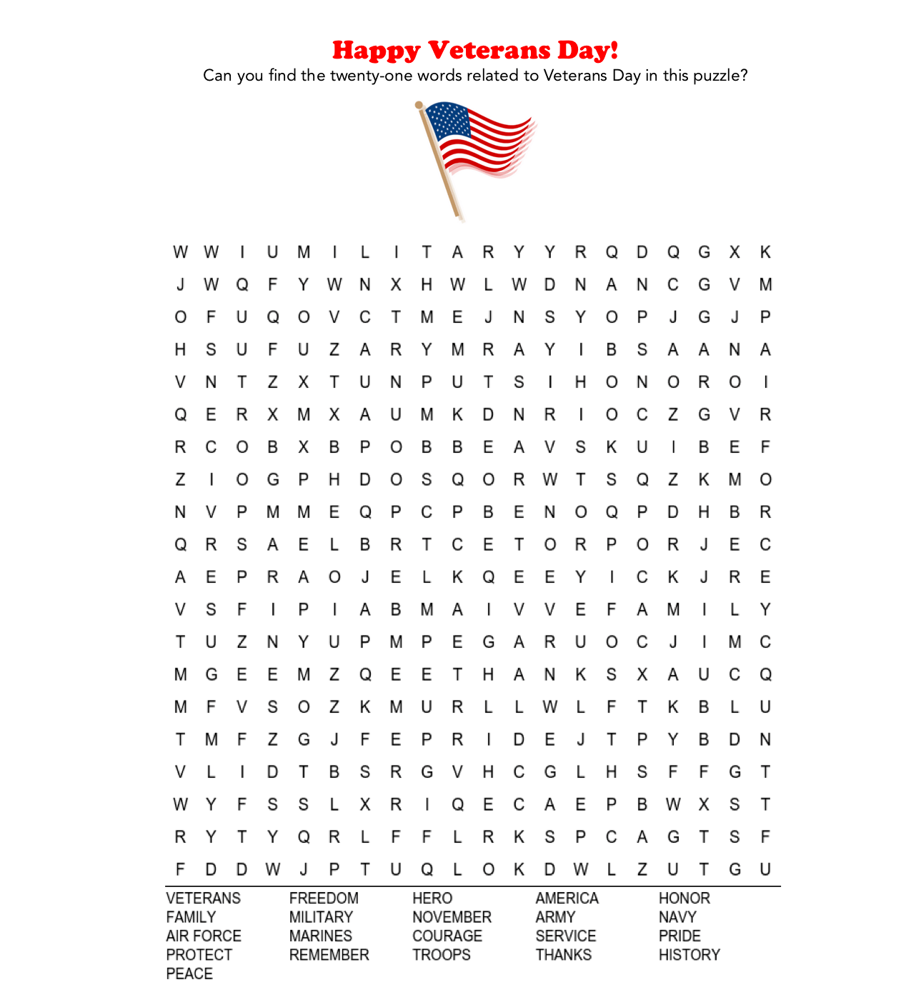 November 11 – Veterans Day