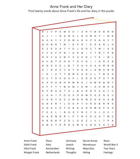 Anne Frank Word Search Puzzle