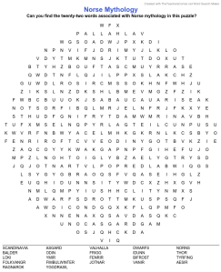 Norse Mythology Word Search Puzzle