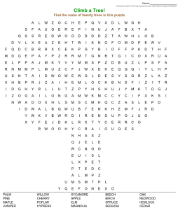 Tree Names Word Search Puzzle